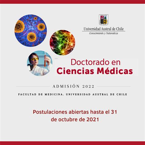 Abiertas postulaciones a Doctorado en Ciencias Médicas Portal Facultad de Medicina UACh