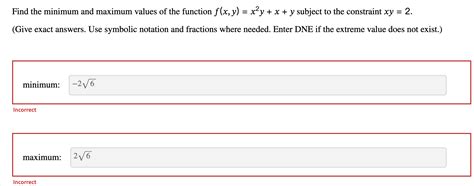 Solved Find The Minimum And Maximum Values Of The Function Chegg