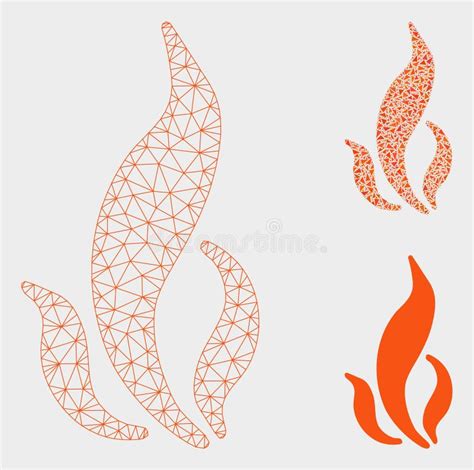 Flame Vector Mesh Carcass Model And Triangle Mosaic Icon Stock Vector Illustration Of