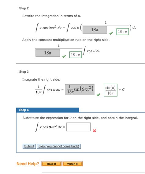 Solved Step 2 Rewrite The Integration In Terms Of U