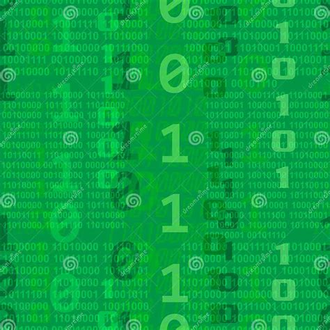 Seamless Pattern With Binary Code In Green Tones Stock Illustration