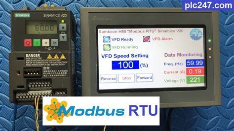 Samkoon HMI Modbus RTU Sinamics V Tutorial Plc