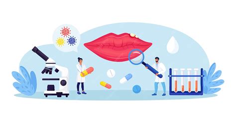 Virus De Lherpès Simplex Sur Les Lèvres Humaines Maladie