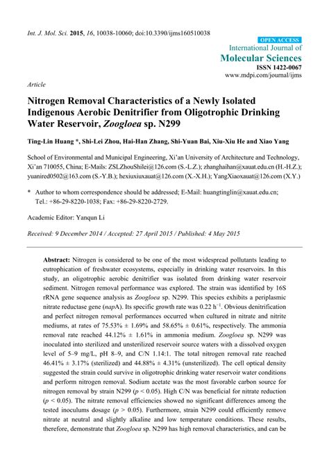 Pdf Nitrogen Removal Characteristics Of A Newly Isolated Indigenous Aerobic Denitrifier From