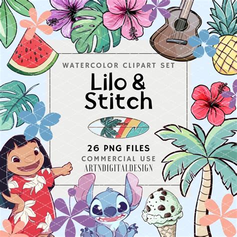Lilo And Stitch Clipart Set Lilo And Stitch Cute Png Files Lilo