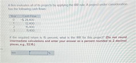 solved a firm evaluates all of its projects by applying the