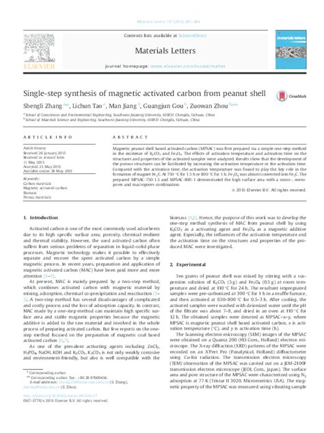 Pdf Single Step Synthesis Of Magnetic Activated Carbon From Peanut Shell
