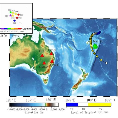 The Location Of Yl Array Green Triangles And Four Au Stations Red
