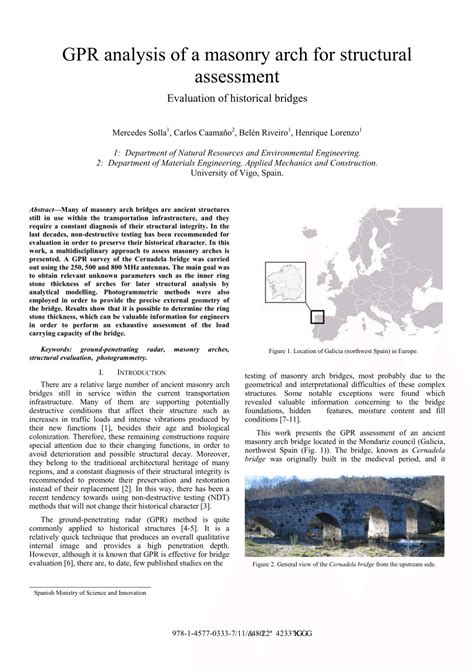 Pdf Gpr Analysis Of A Masonry Arch For Structural Assessment