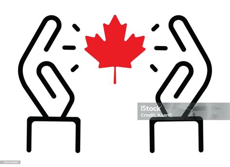 단풍잎 아이콘을 들고 있는 손입니다 자선과 사랑 모양 흰색 배경에 개요 스타일 픽토그램 벡터 그래픽입니다 스톡 일러스트 개념에 대한 스톡 벡터 아트 및 기타 이미지 Istock