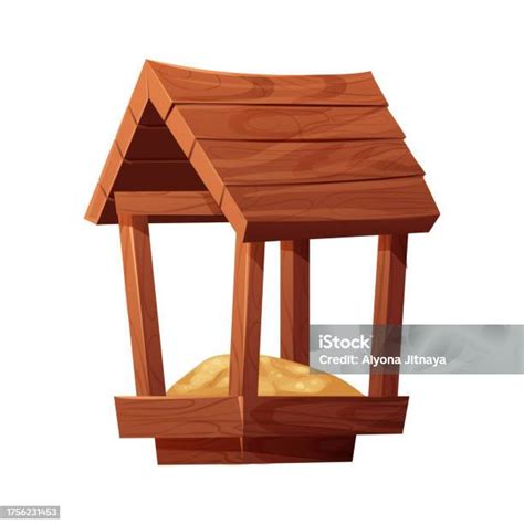 흰색 배경에 고립 된 만화 스타일의 지붕과 씨앗이 있는 나무 새 모이통 교수형 건설 조류 관리 벡터 그림 0명에 대한 스톡 벡터 아트 및 기타 이미지 Istock