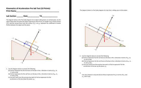 solved kinematics of acceleration pre lab test 10 points