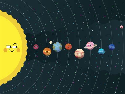 Planetary System Animation Colorful Cartoon Solar System Space