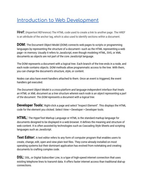 Web Development Glossary Pdf