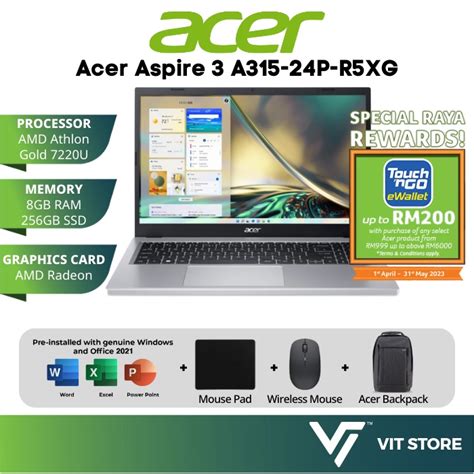 Acer Aspire A P R XG AMD Athlon Gold U GB SSD AMD Radeon FHD Pure