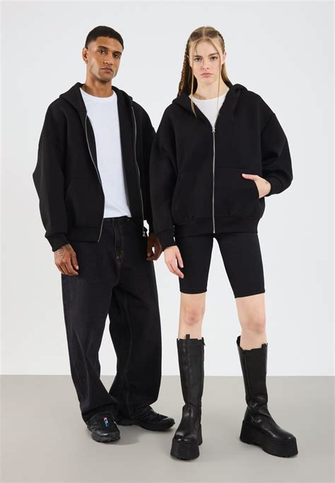 Yourturn Unisex Scuba Relaxed Fit Zip Up Hoodie Sweat Zippé Black Noir Zalando Fr