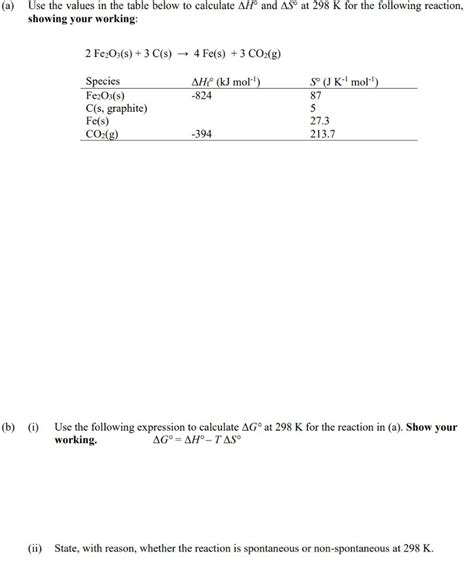 Solved Use The Values In The Table Below To Calculate AH Chegg Com