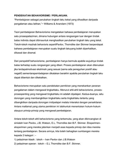 Pendekatan Behaviorisme Docx