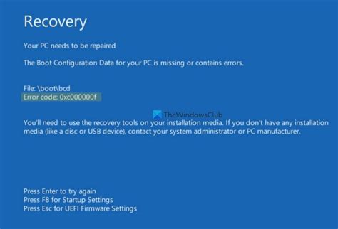 Fix 0xc000000f Boot Configuration Data Error On Windows 11 10