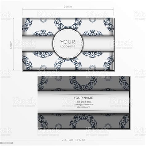 패턴이 있는 흰색의 인쇄 디자인 명함을 위한 템플릿입니다 텍스트 및 추상 장식을위한 장소와 벡터 명함 준비 0명에 대한 스톡