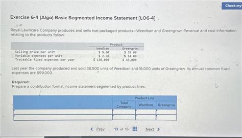Solved Exercise 64 Algo Basic Segmented Income Statement