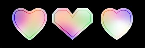 홀로그램 스티커 홀로그램 태그 라벨 세트 무지개 빛깔의 호일 배지 스티커 오버레이 테두리 라인이 있는 하트 모양 스티커 모형 템플릿입니다 벡터 일러스트 레이 션입니다 0명에