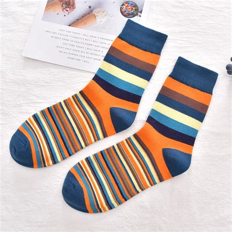Calcetines De Algodón Con Rayas Gruesas Y Finas Para Hombre Medias De Tubo Para Primavera
