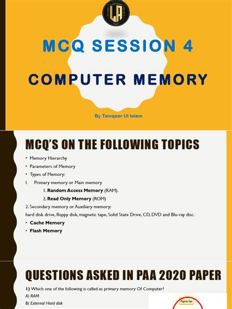 Mcq S On Computer Memory Pdf Computer Data Storage Random Access Memory