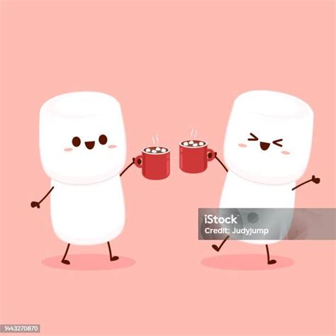 재미있는 마시멜로 캐릭터와 마시멜로가 들어간 핫 초콜릿 마시멜로 캐릭터 디자인 디저트 만화 겨울에 대한 스톡 벡터 아트 및 기타 이미지 Istock
