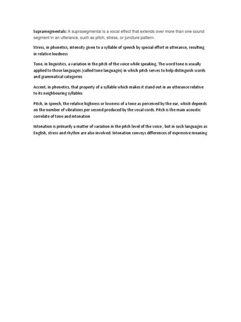 A Suprasegmental Is A Vocal Effect That Extends Over More Than One