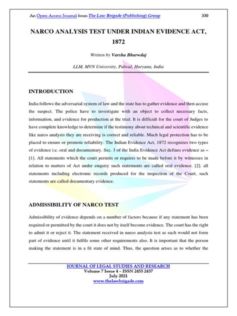 4e Admisibility Of Narco Test Pdf Confession Law Evidence