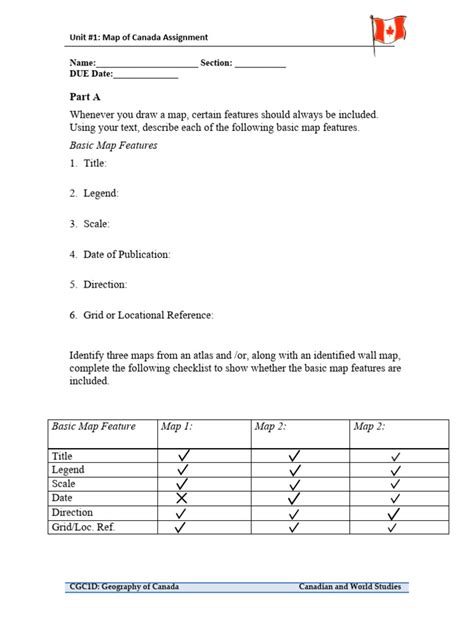 Canada Map Assignment Guide Pdf Map Canada