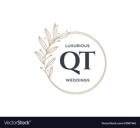 Qt Initials Letter Wedding Monogram Logos Vector Image