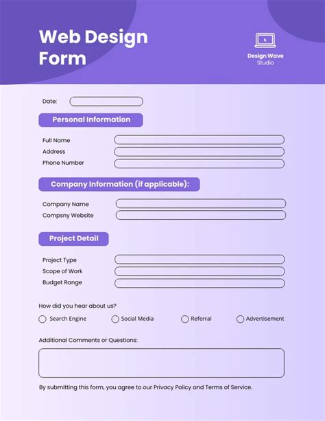 Purple Web Design Form Template Venngage