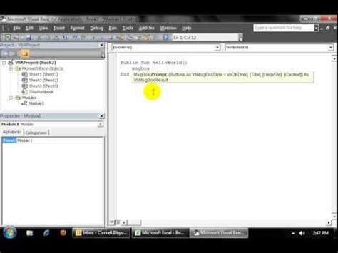 VBA Excel Hello World YouTube