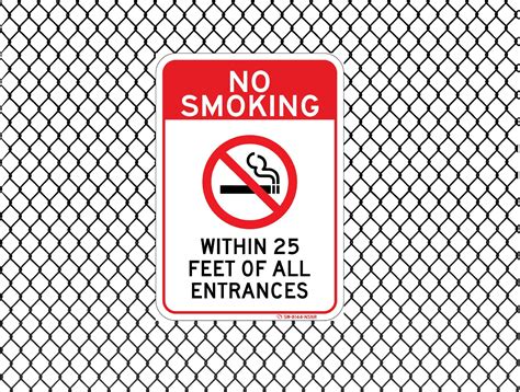 No Smoking Within 25 Feet Sign Durable Aluminum Outdoor Indoor