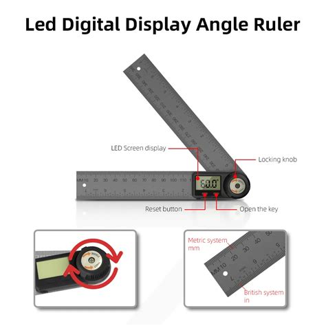 Stainless Steel Digital Angle Finder Ruler 360 Degree Protractor
