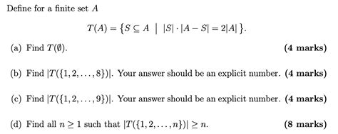 Solved Define For A Finite Set A T A SASAS 2A Chegg Com
