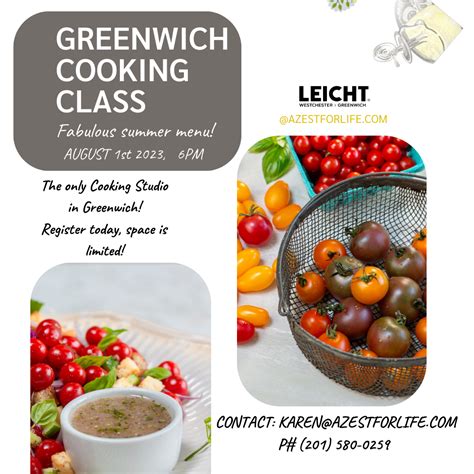 New Summer Cooking Class August 1 2023 Leicht Cooking Studio