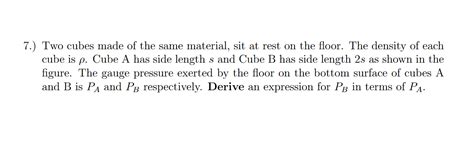 solved 7 ρ ﻿cube a has side length s ﻿and cube b ﻿has side