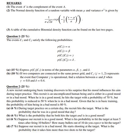Solved REMARKS 1 The Event A Is The Complement Of The Chegg Com