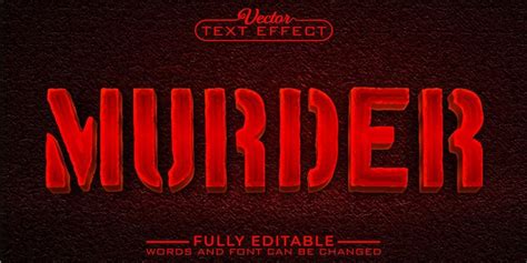 Premium Vector Red Horror Murder Vector Editable Text Effect Template