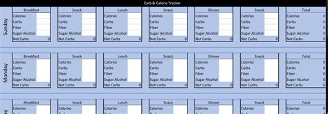 Carb And Calorie Counter Excel Spreadsheet Etsy