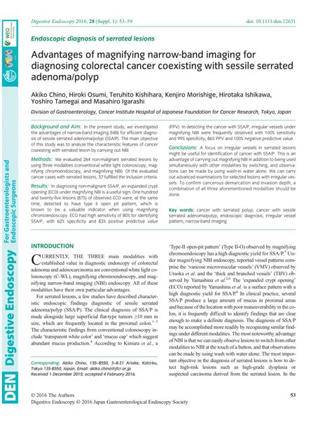 Pdf Advantages Of Magnifying Narrow Band Imaging Nbi For Diagnosing