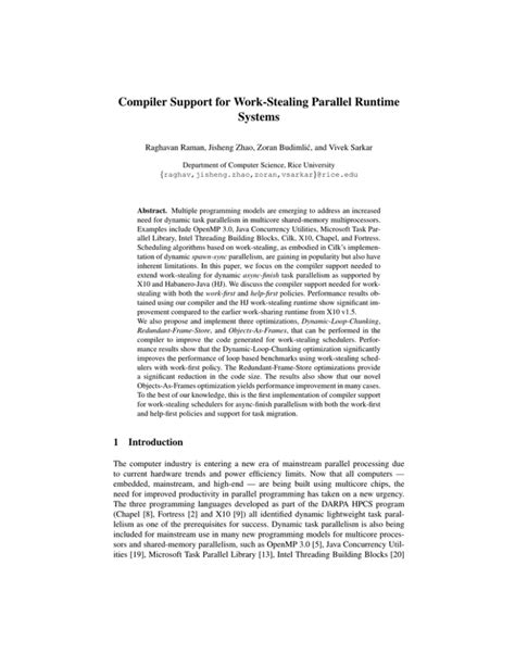 Compiler Support For Work Stealing Parallel Runtime Systems