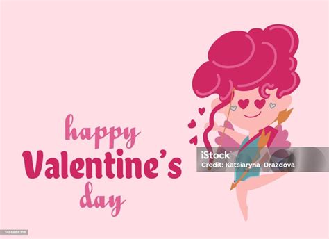 천사 큐피드 하트 색종이가 있는 해피 발렌타인 데이 포스터 손 글자가 있는 2월 14일의 축제 배경 엽서 광고 자료 웹 사이트에 대 한 벡터 디자인입니다 0명에 대한 스톡