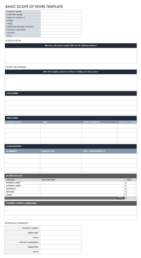 Scope Sheet Forms Scope Form Sheet 44 Project Scope Statement Example