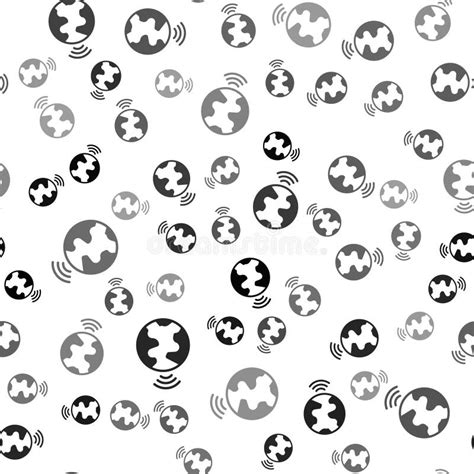 Black Global Technology Or Social Network Icon Isolated Seamless Pattern On White Background