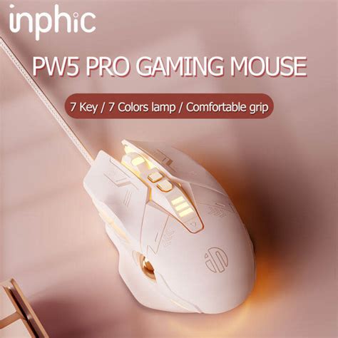 1216inphic Pw5 Pro Wired Gaming Mouse 4000dpi 7 Buttons Macro Definition With Rgb Breathable