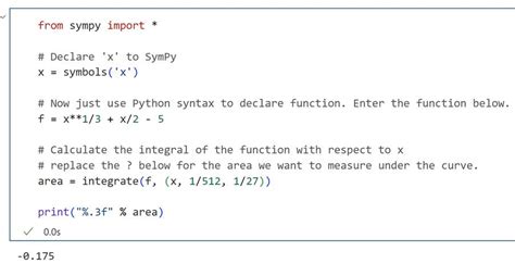 Solved Working In Python And Sympy Trying To Find Area Under The